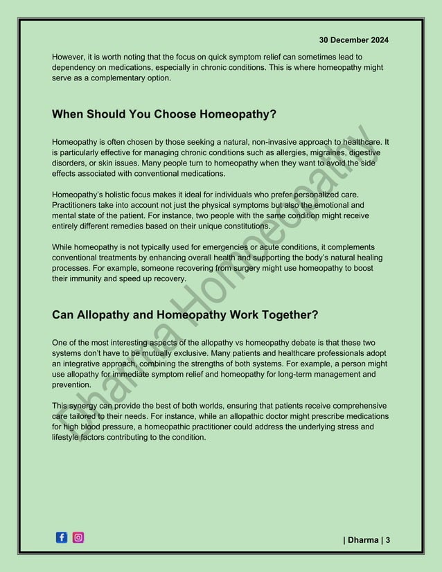 Allopathy vs. Homeopathy: What’s the Difference? | PDF