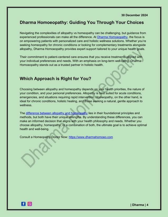 Allopathy vs. Homeopathy: What’s the Difference? | PDF