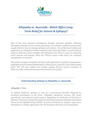 Allopathy vs Ayurveda Which Offers Long Term Relief for Seizure ...