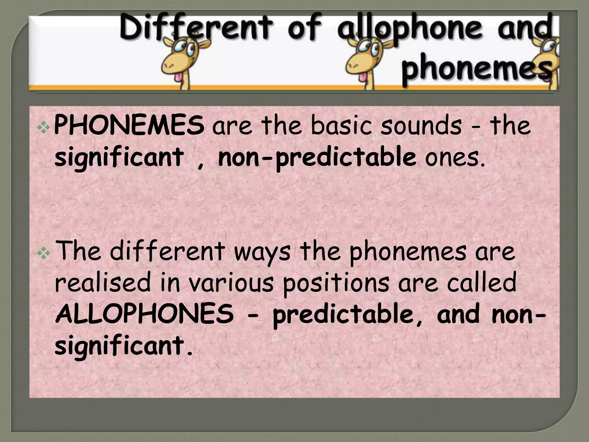 Allophone and phoneme. persentation | PPTX