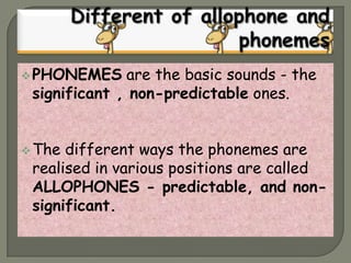 Allophone and phoneme. persentation | PPTX
