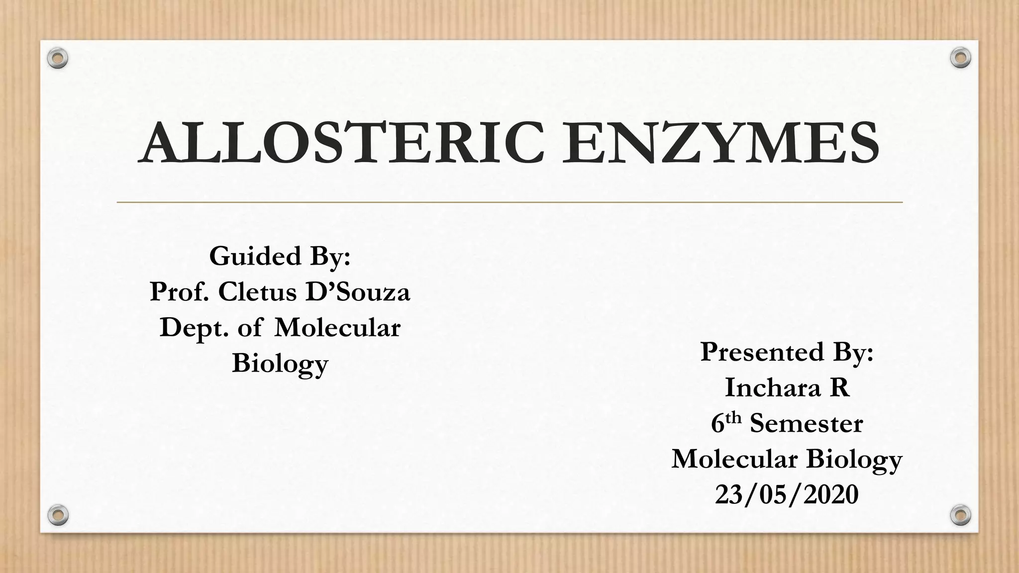 Allosteric enzymes | PPTX | Chemistry | Science