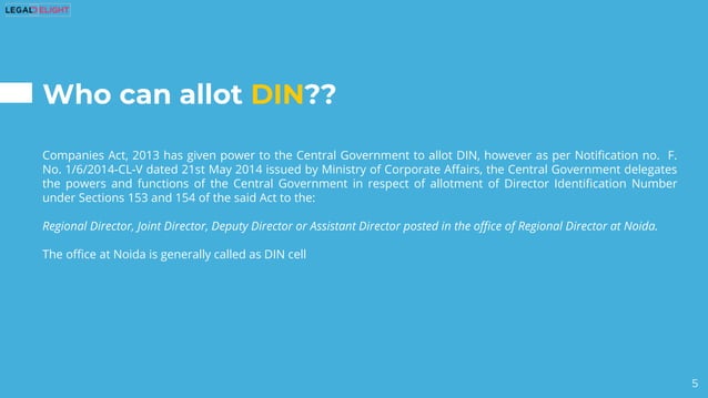Allotment of DIN (Director Identification Number) | PPT