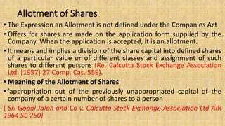 Allotment of Shares under company law .pptx