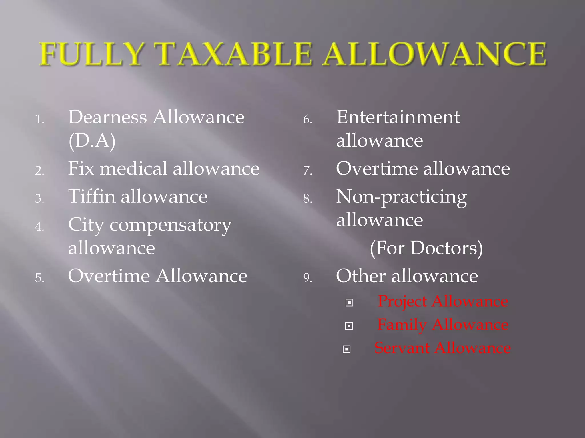 Allowance and their taxability | PPTX