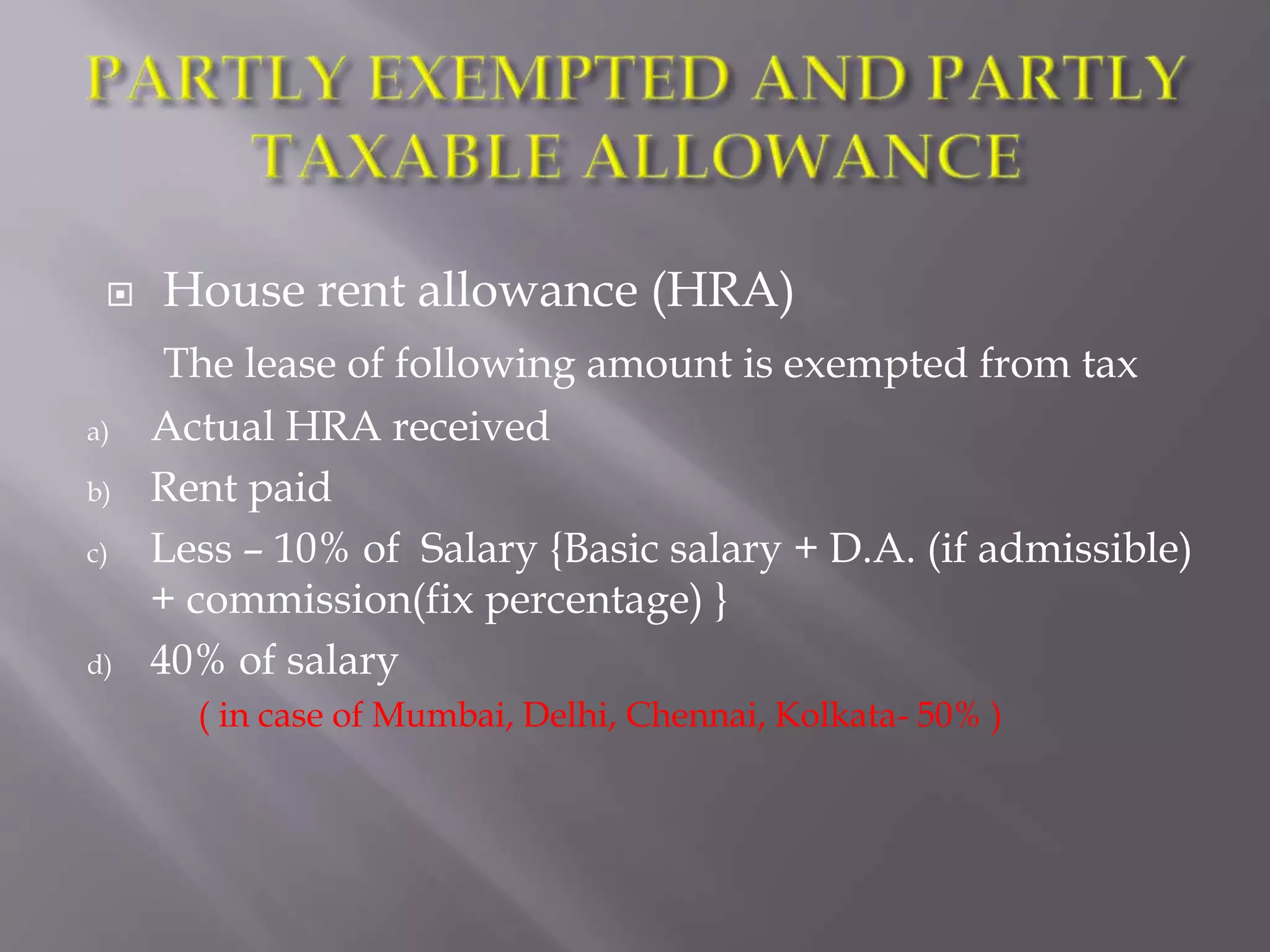 Allowance and their taxability | PPTX