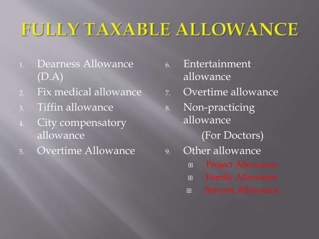 Allowance and their taxability | PPTX