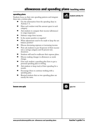 Allownce and spending plan | PDF | Financial Planning | Personal Finance