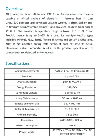 Alloy Analyzer laboratory equipments | PDF