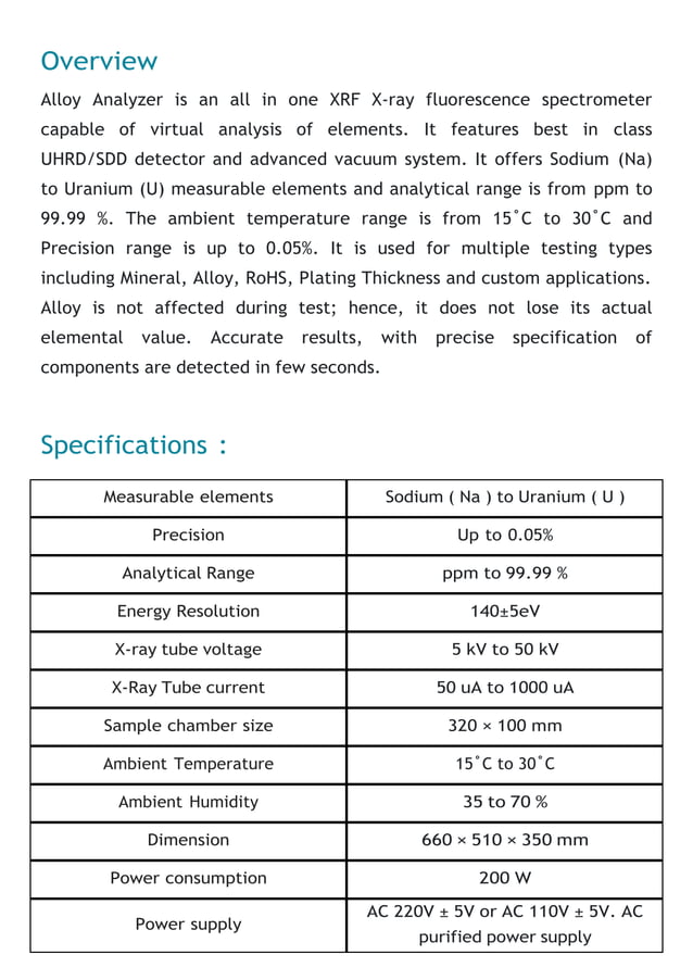 Alloy Analyzer laboratory equipments | PDF