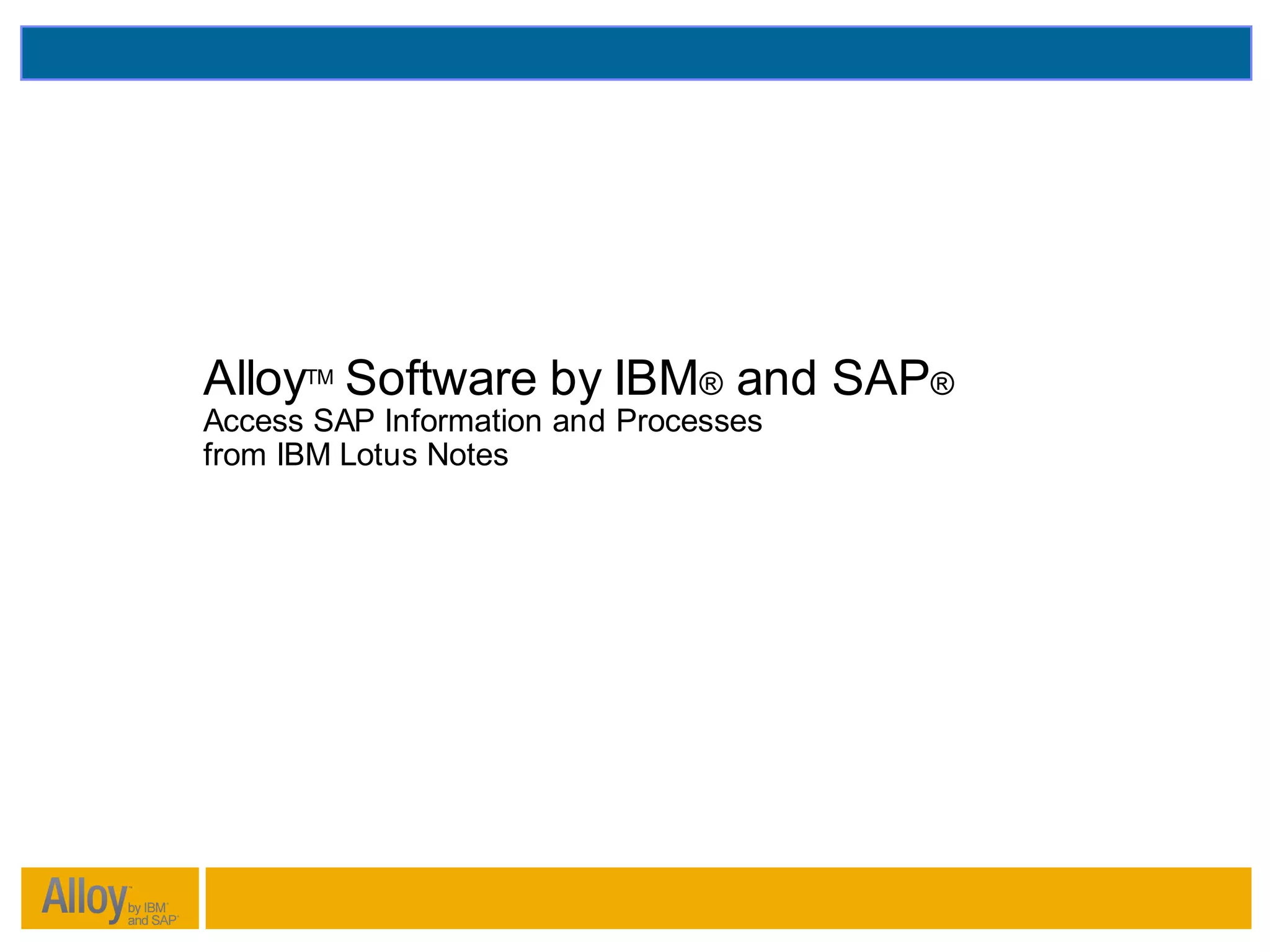 Alloy - SAP Integration | PPT
