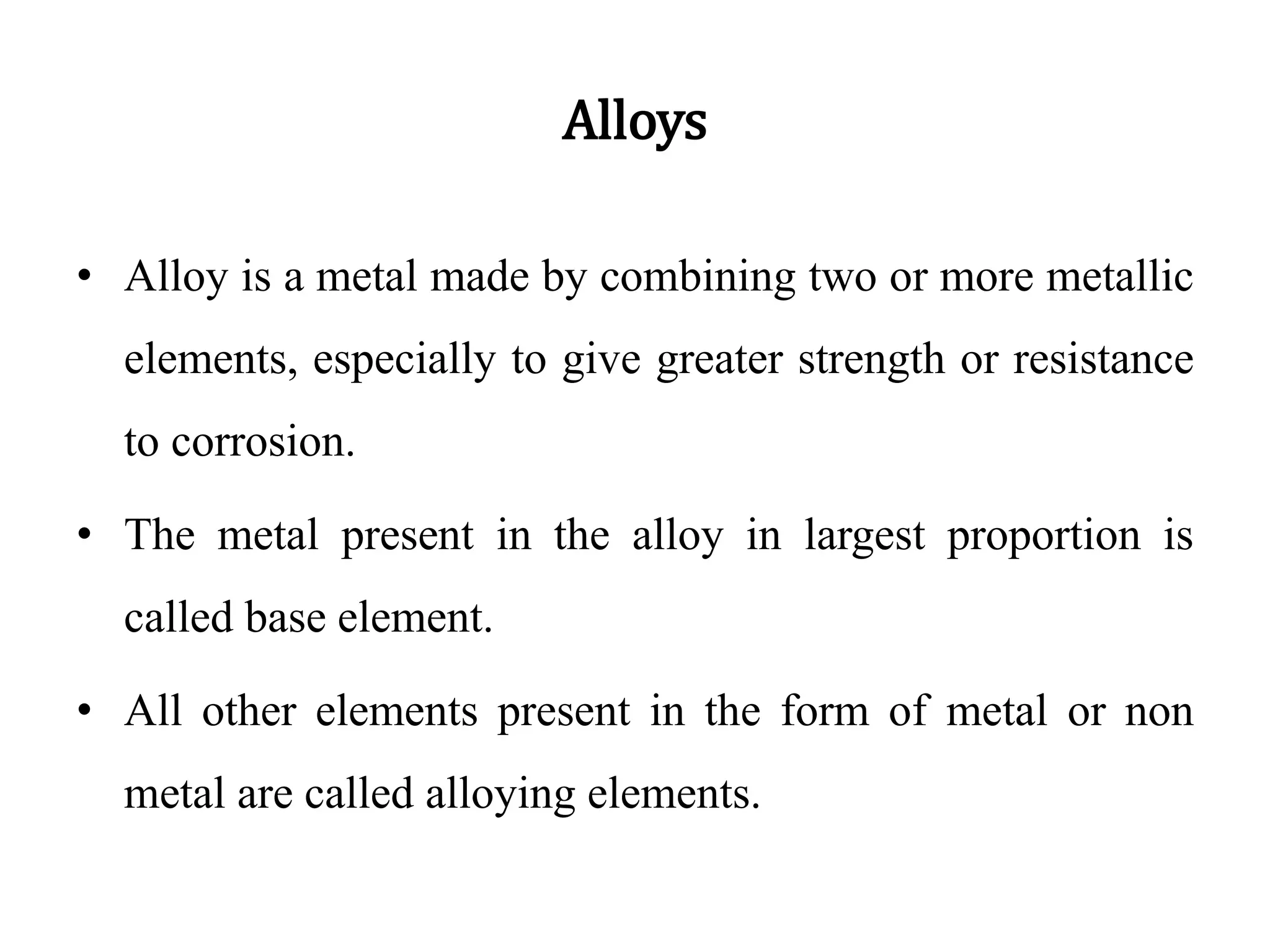 Alloys | PPTX | Chemistry | Science