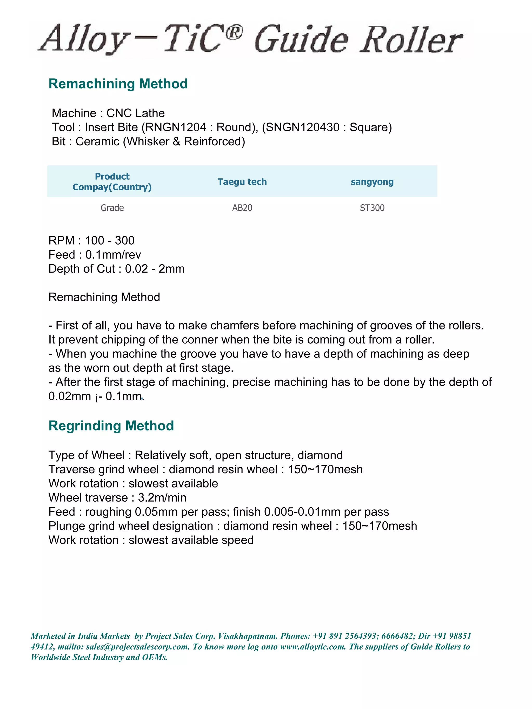 Alloytic Guide Roller Machining & Regrinding | PPT