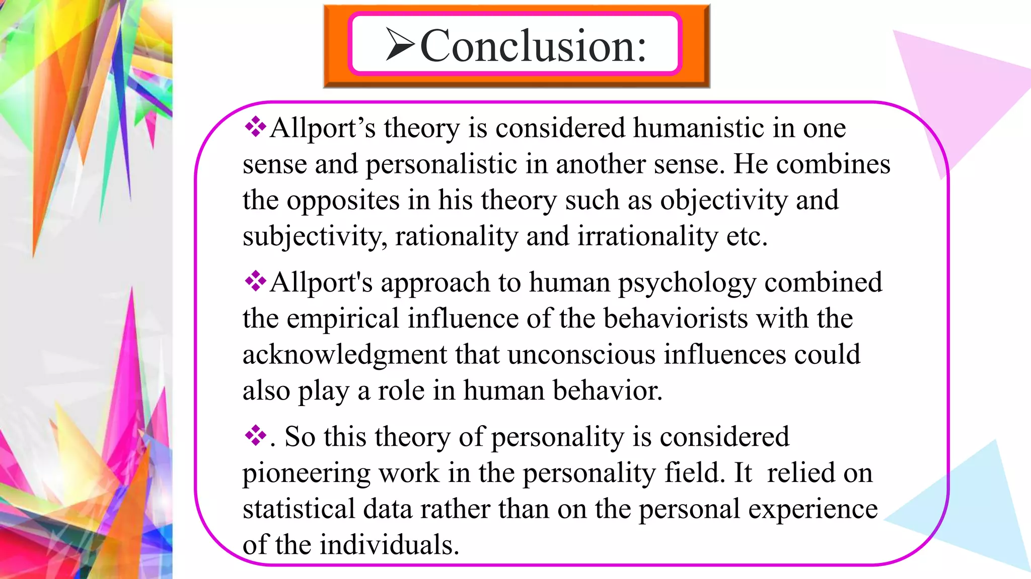 Allport's Theory of Personality | PPTX