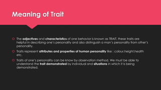 Allport’s trait theory of personality | PPTX