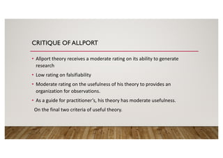 Allport Theory of personality. psychology theory | PPT