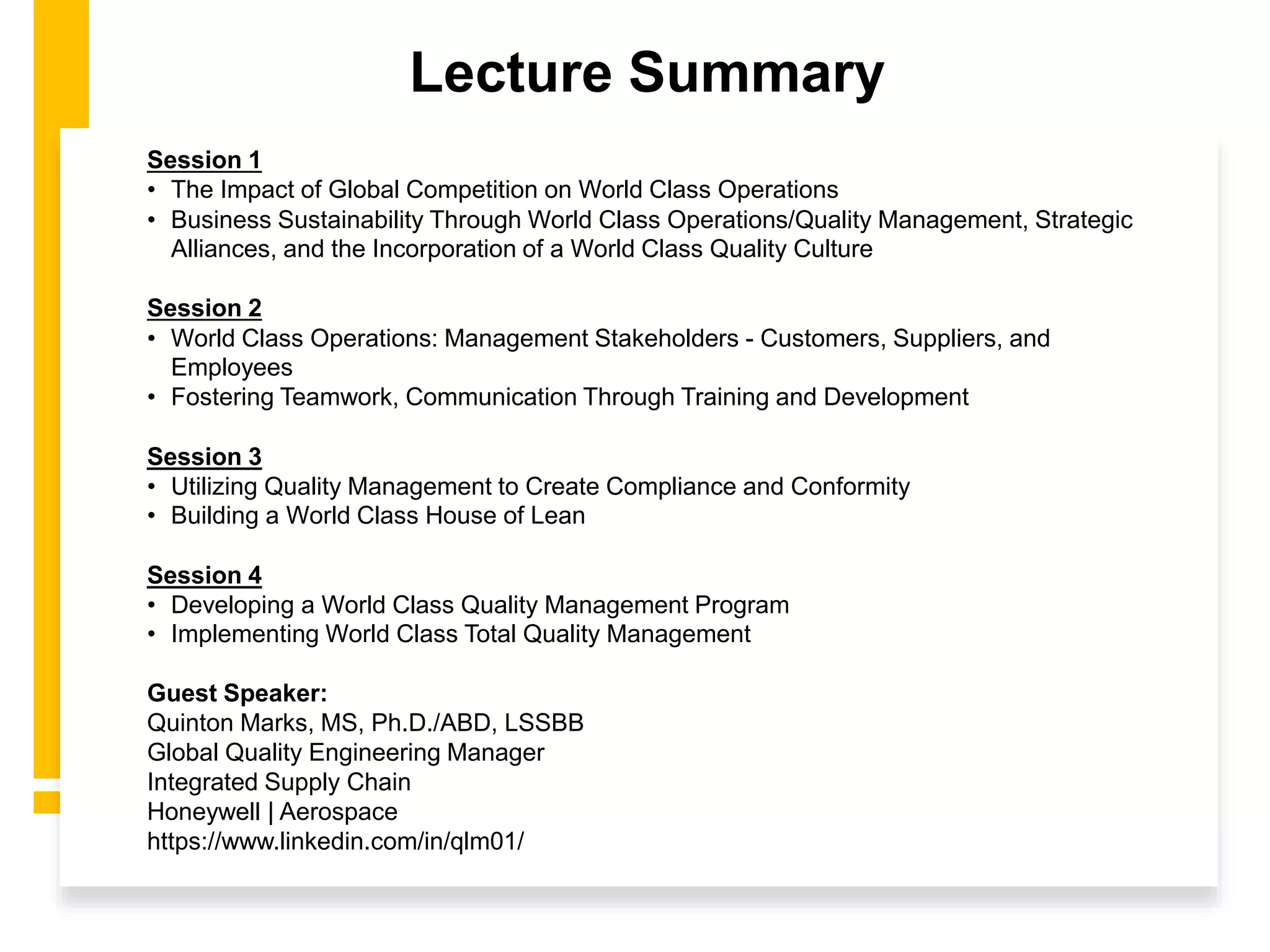 MIT-WPU_World Class Operations | PPT