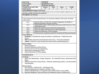 MIT-WPU_World Class Operations | PPT