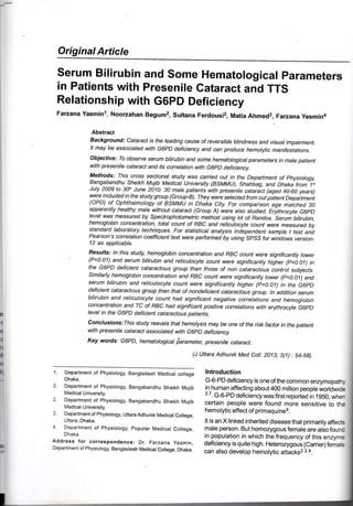 serum Bilirubin and some Hematological parameters in Patients with ...