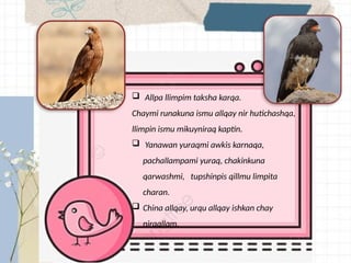 Conocer las características del animal, pero todo en quechua. | PPTX