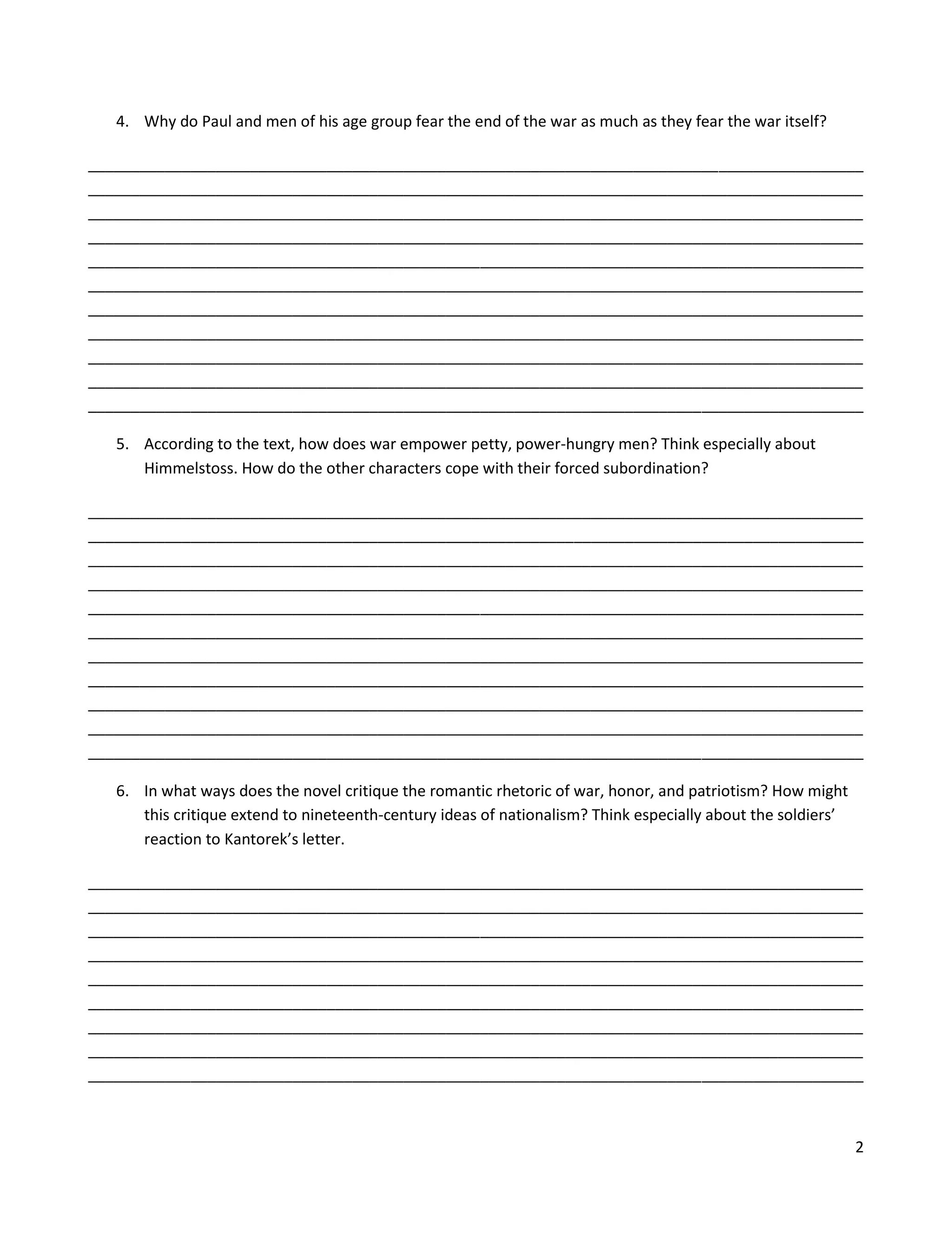 All Quiet on the Western Front Assessment | PDF