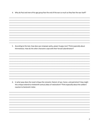 All Quiet on the Western Front Assessment | PDF