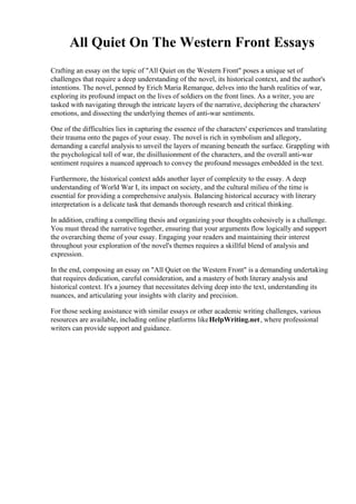 All Quiet On The Western Front Essays.pdf