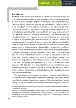 All Quiet On The Western Front The Loss Of Radical Islamic Feminism At The Hands Of Euro-Islam | PDF