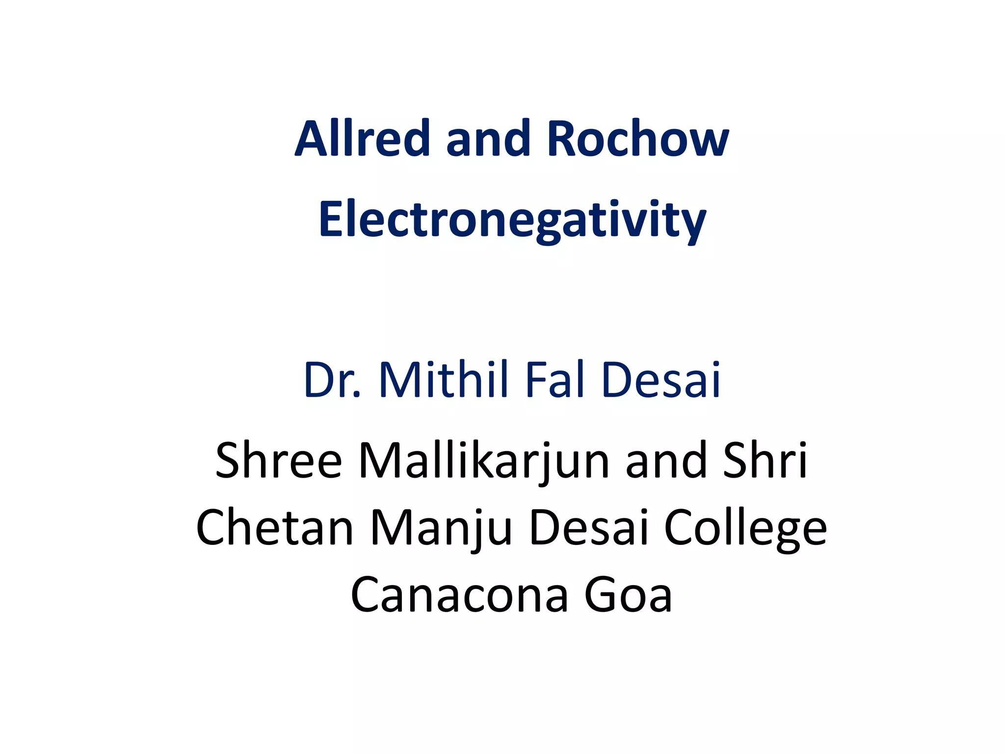 Allred and Rochow Electronegativity | PPTX