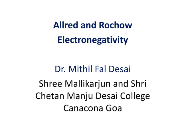 Allred and Rochow Electronegativity | PPT