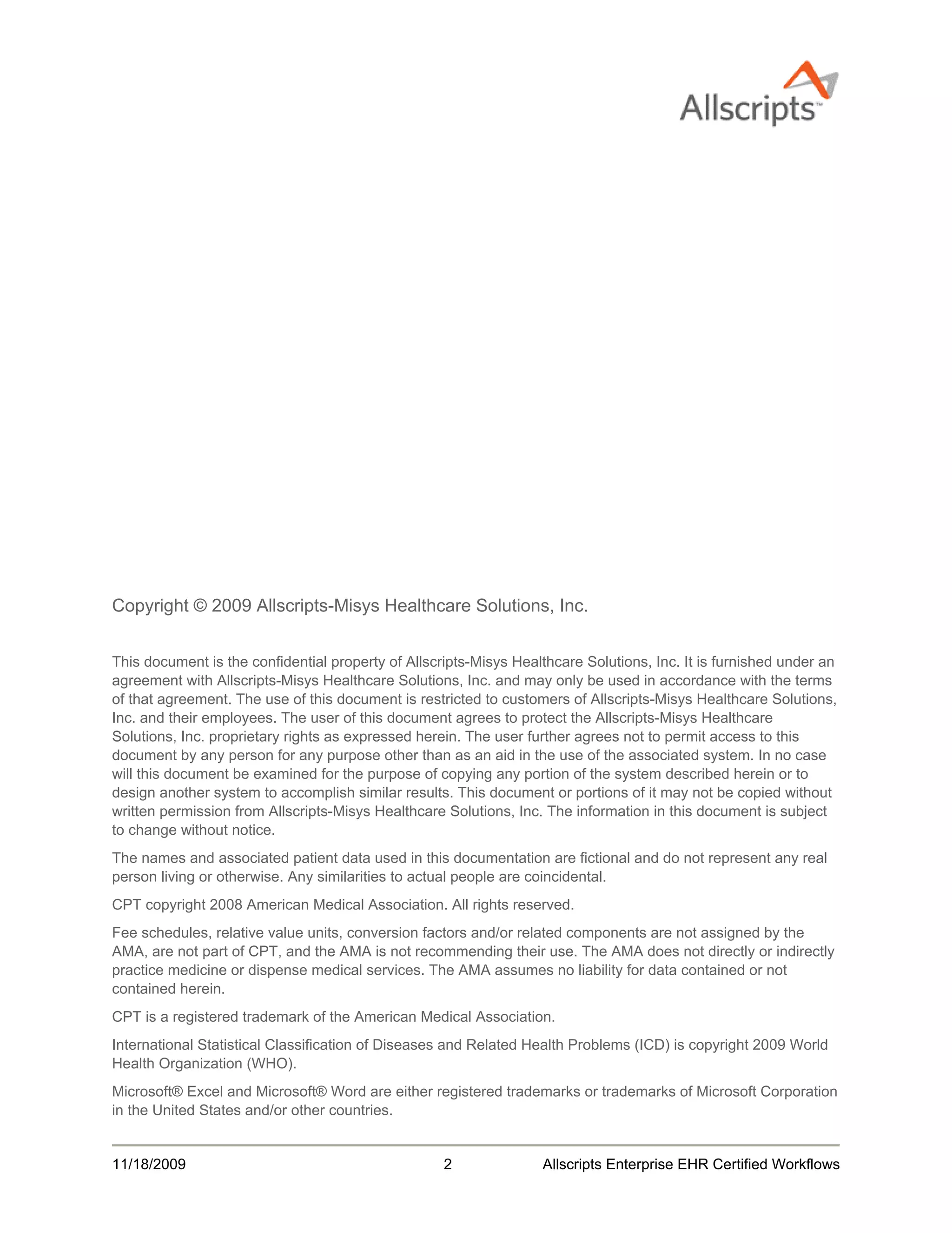 Allscripts Certified Workflows | PDF