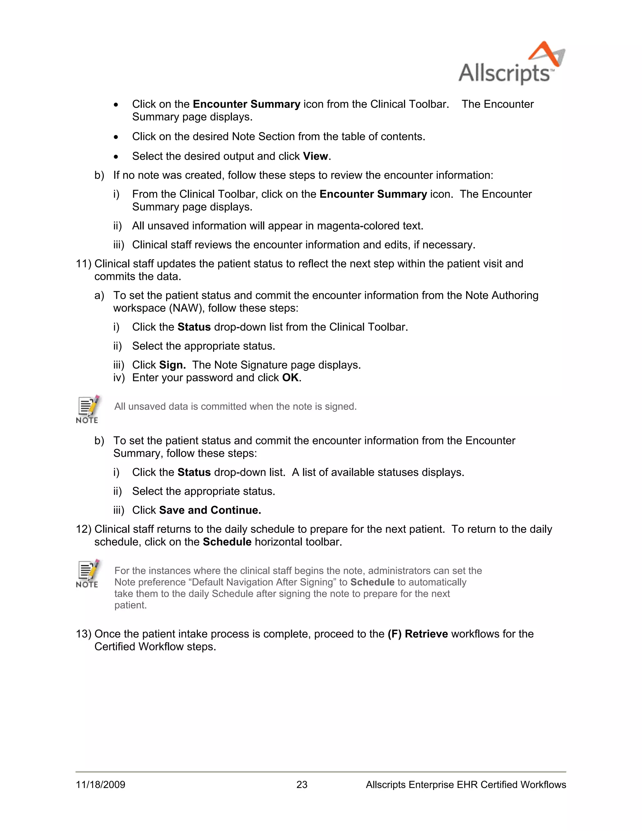 Allscripts Certified Workflows | PDF