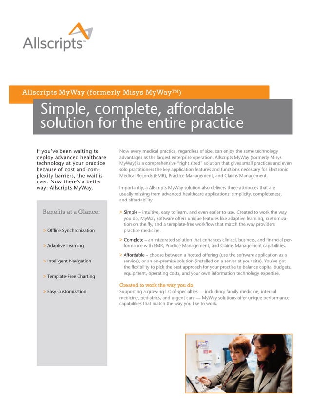 Allscripts My Way Brief | PDF | Technology & Computing