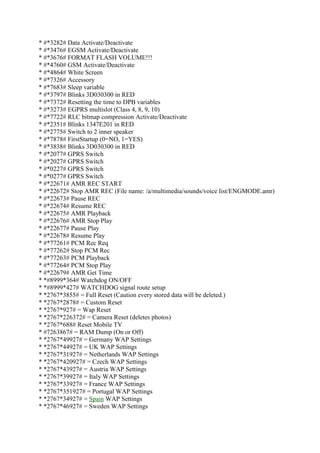 All secret codes of samsung mobile phone | DOCX