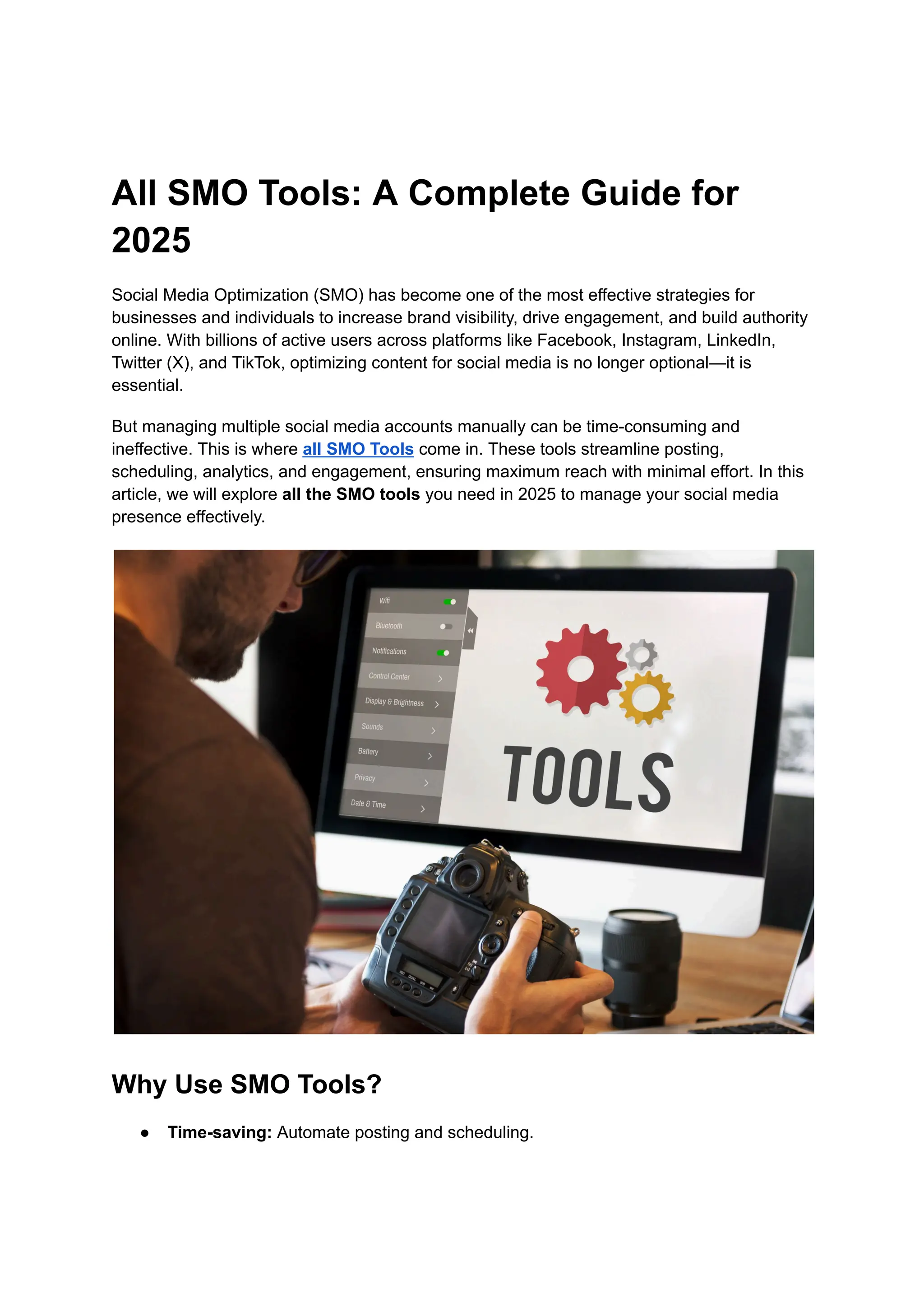 All SMO Tools: A Complete Guide for 2025 | PDF