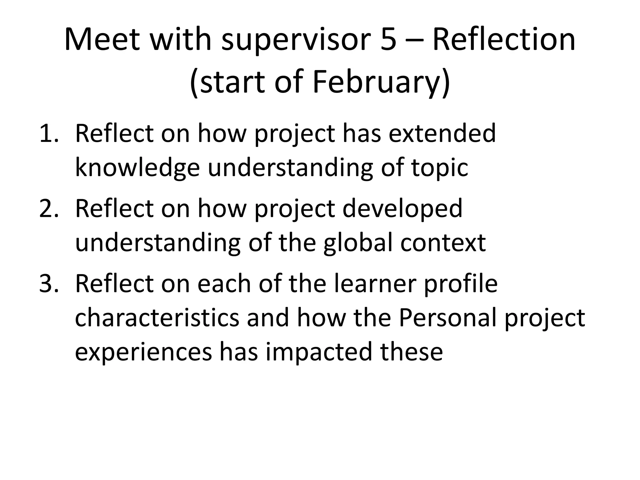 MYP Personal Project stages | PPT
