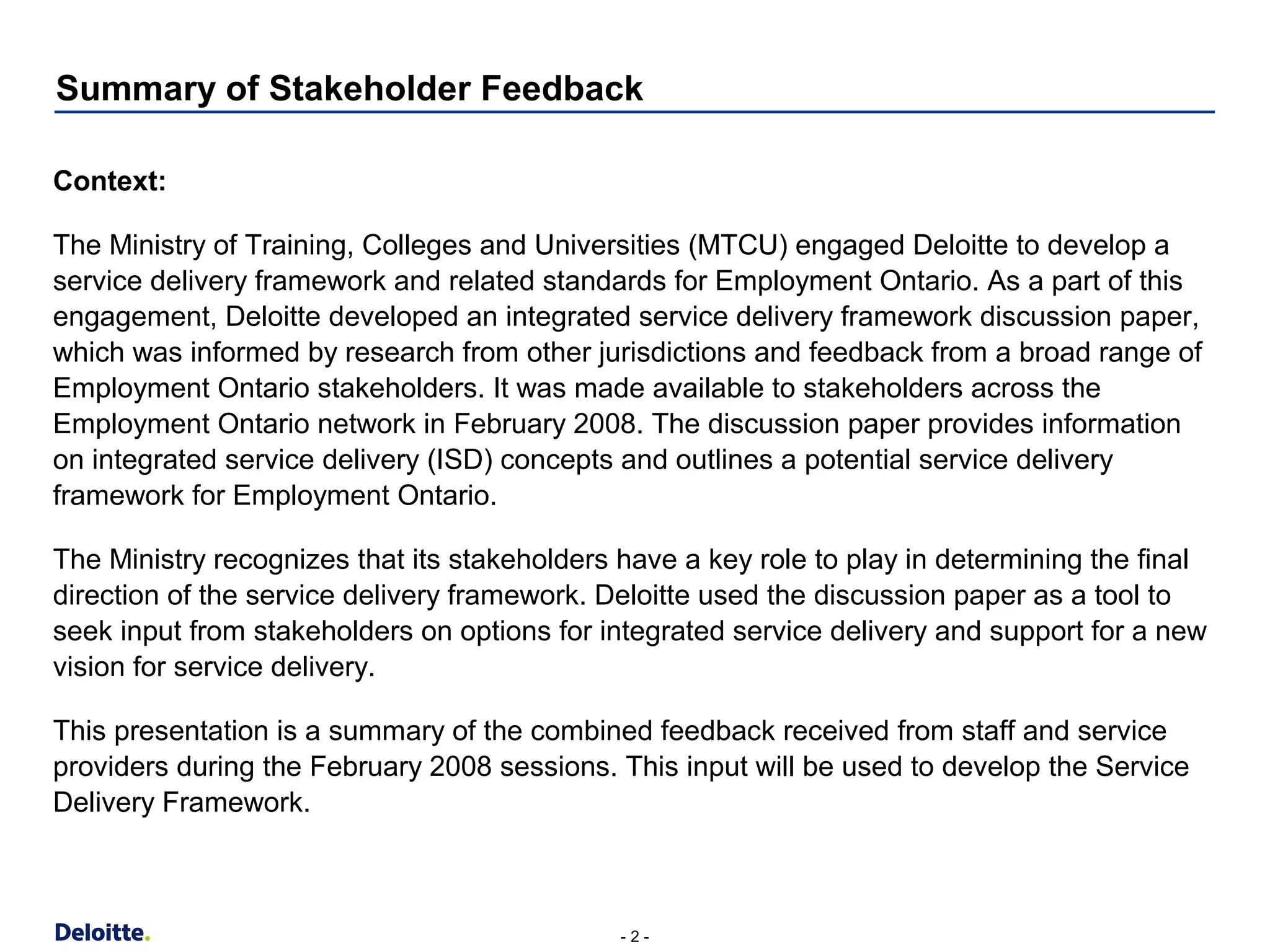 All stakeholder feedback | PPT