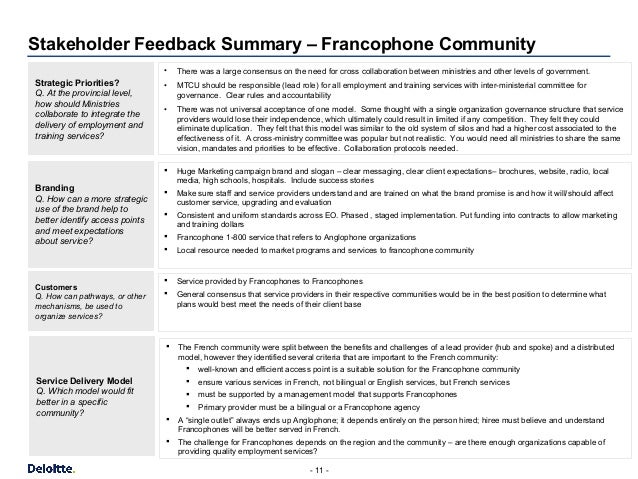 All stakeholder feedback