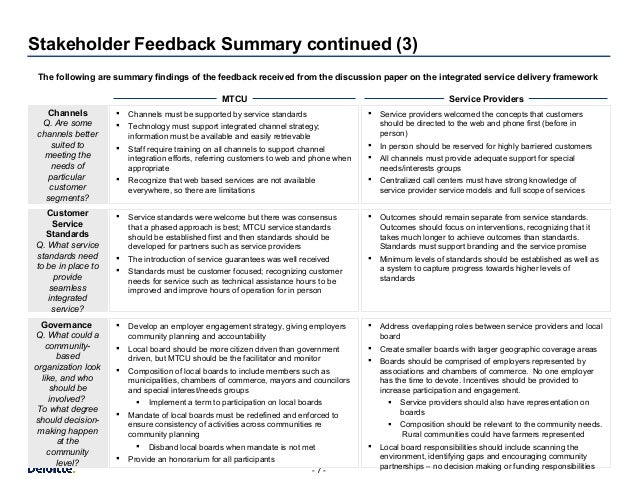 All stakeholder feedback