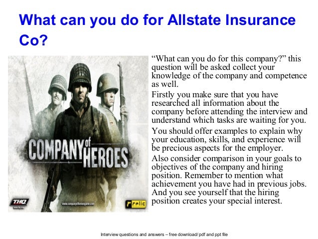 Allstate insurance co interview questions and answers