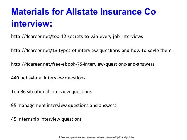 Allstate insurance co interview questions and answers