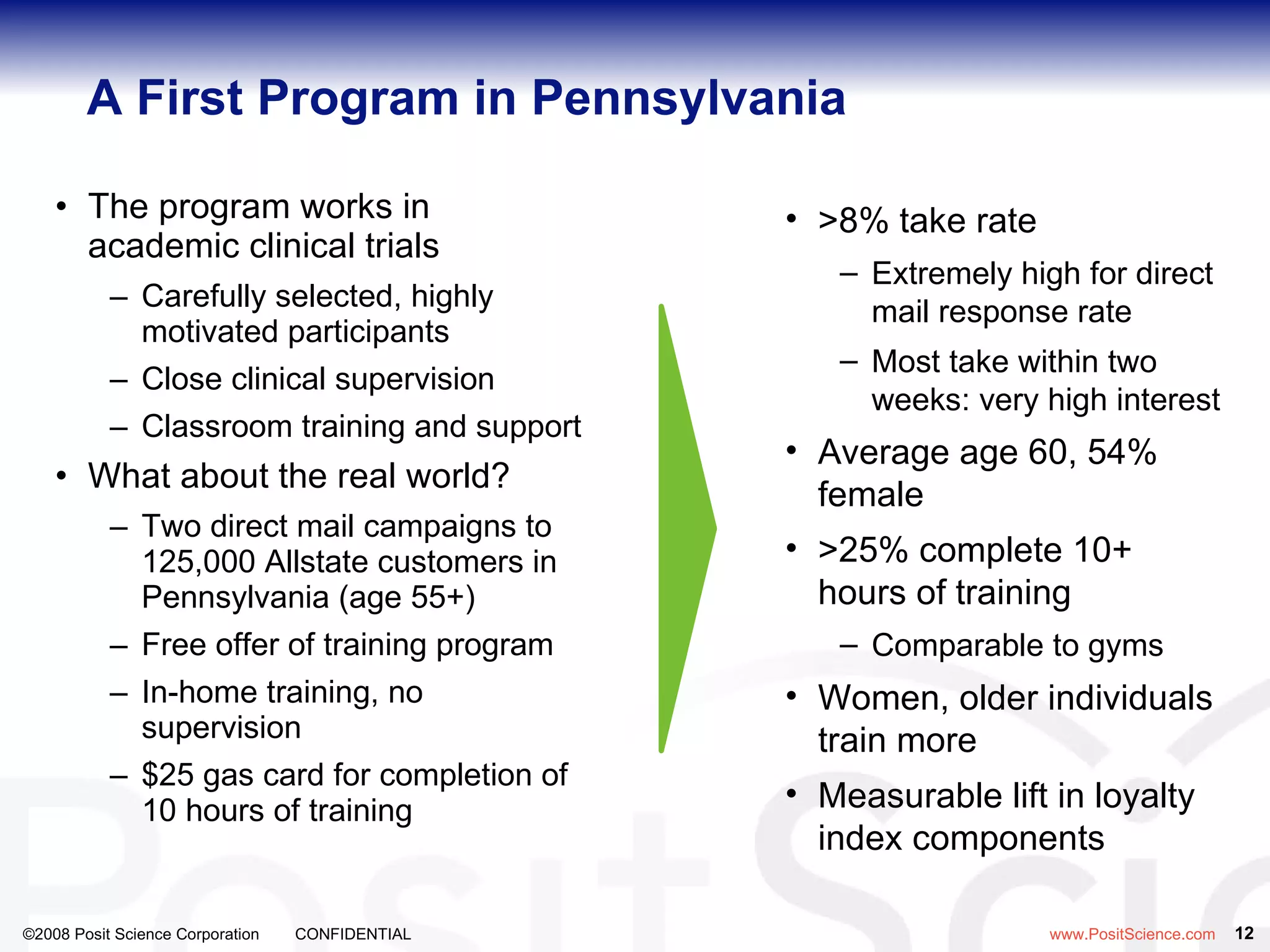 The Allstate-Posit Science Partnership: Cognitive Training for Safer ...