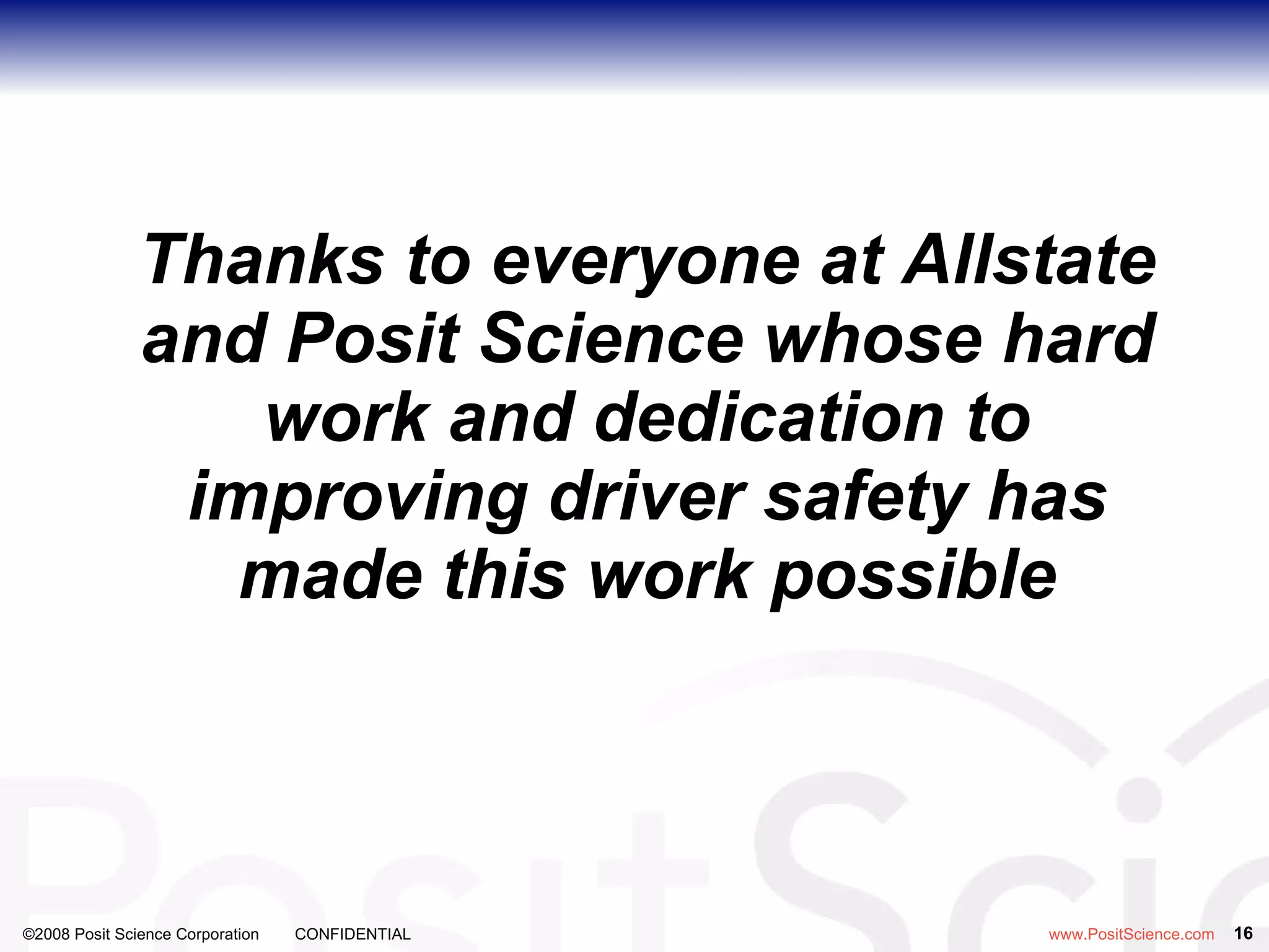 The Allstate-Posit Science Partnership: Cognitive Training for Safer ...