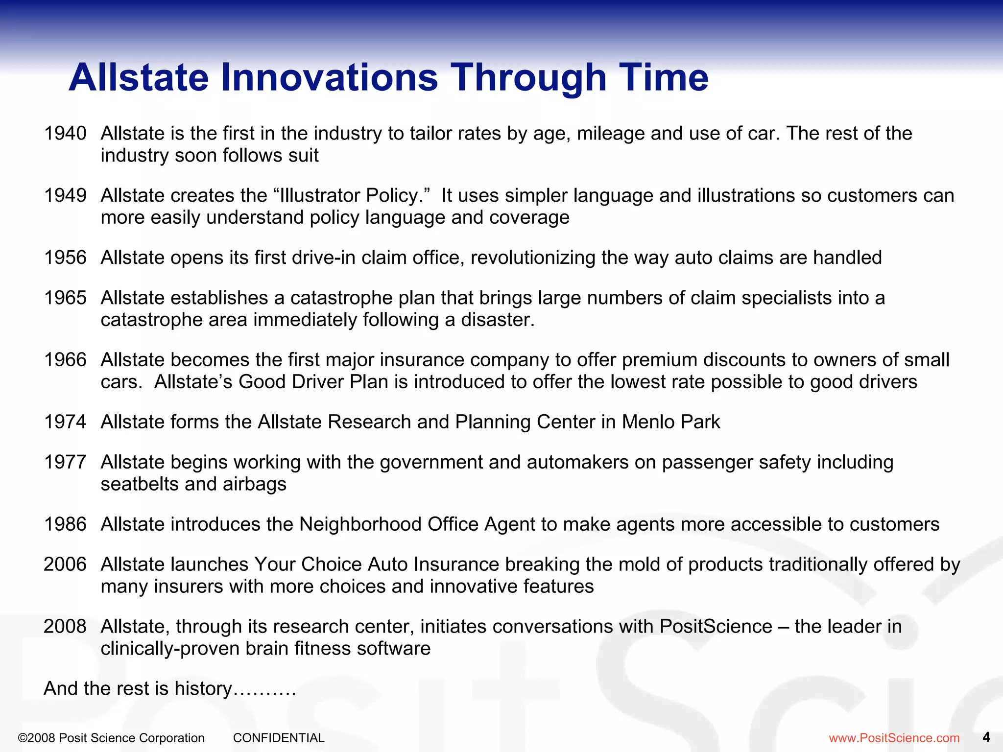 The Allstate-Posit Science Partnership: Cognitive Training for Safer ...