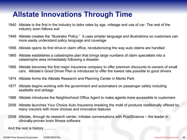 The Allstate-Posit Science Partnership: Cognitive Training for Safer ...