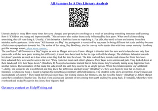 All Summer In A Day Compare And Contrast | PDF
