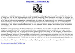 All Summer In A Day Compare And Contrast | PDF