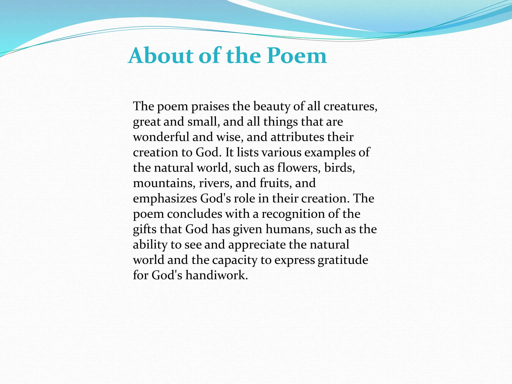 All Things Bright And Beautiful Poem Written By C F Alexander Ppt