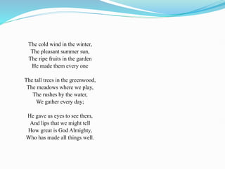 ALL THINGS BRIGHT AND BEAUTIFUL - POEM WRITTEN BY C.F. ALEXANDER | PPTX