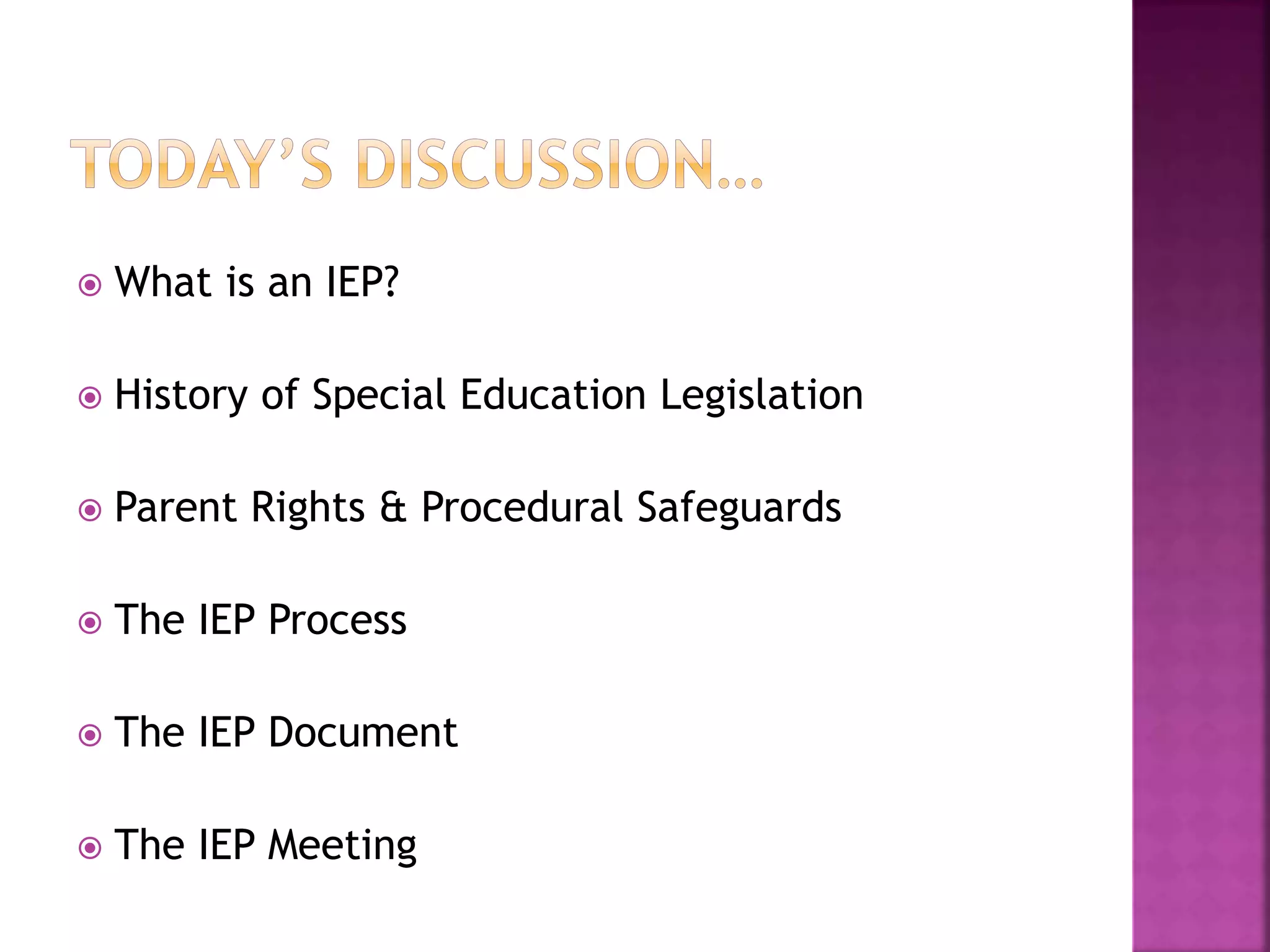 The BASICS of the IEP PROCESS | PPTX